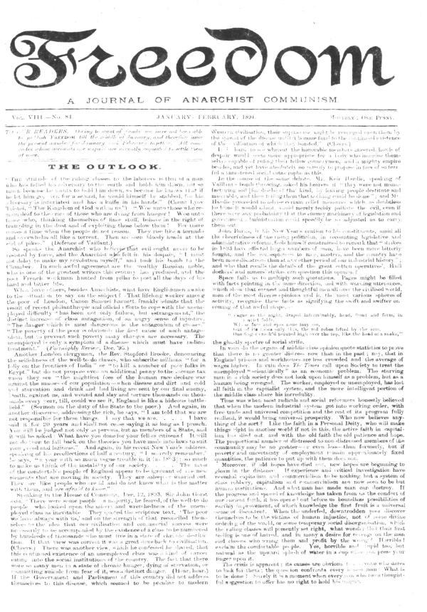 Freedom vol 8. no 84 (January–February 1894) | libcom.org